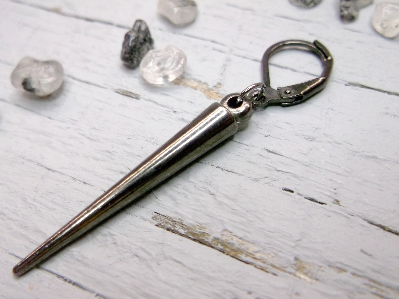 One Metal Color Spike Earring Spike Dangle Gunmetal Acrylic - Etsy