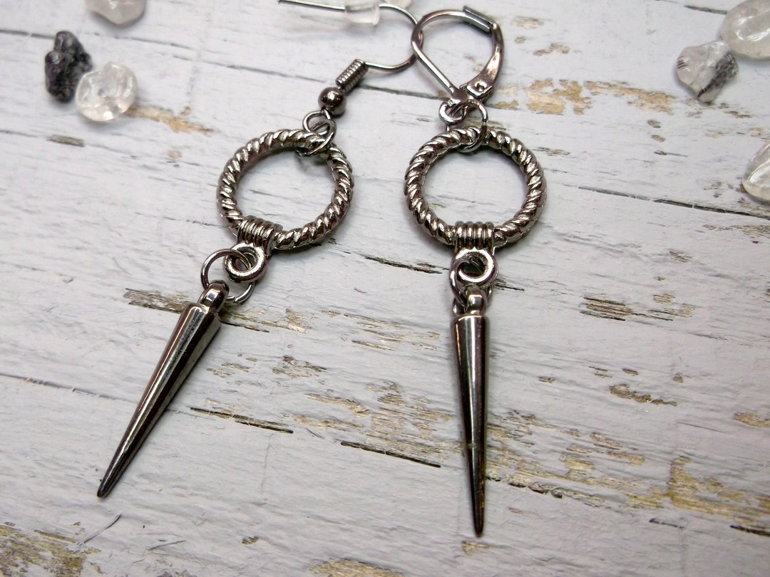 Gunmetal Spike Dangle Earring: Punk Goth Steampunk Style - Etsy