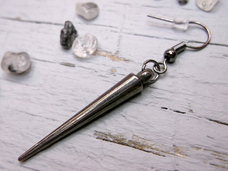 One Metal Color Spike Earring Spike Dangle Gunmetal Acrylic - Etsy