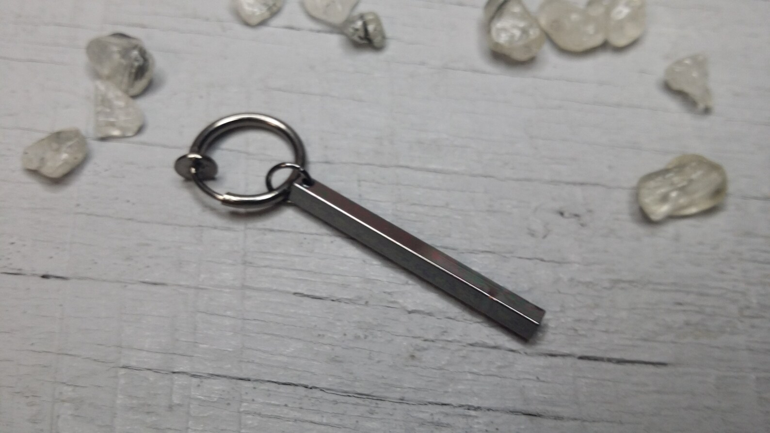 One Gunmetal Clip-on Stick Dangle Stick Earring Male Stick - Etsy