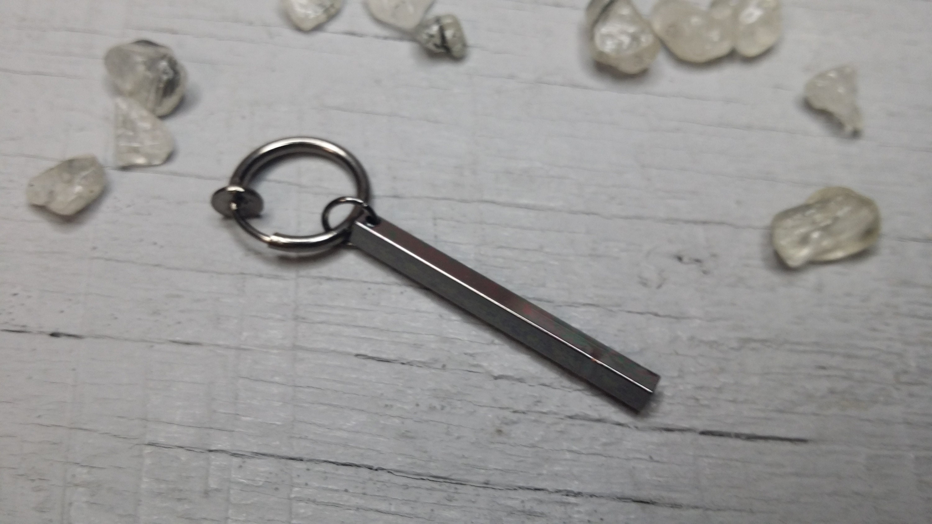 One Gunmetal Clip-on Stick Dangle Stick Earring Male Stick - Etsy