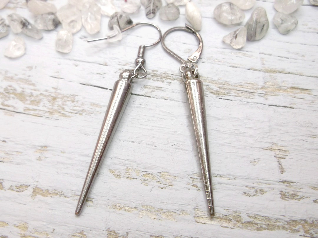 Gunmetal Spike Dangle Earring: Punk Gothic Unisex Cone (55mm) - Etsy