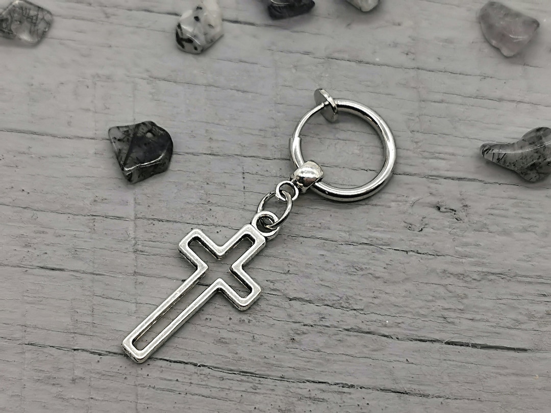Cross Clip On, Cross Earring, Men Cross Clip On, Clip on Earring ...