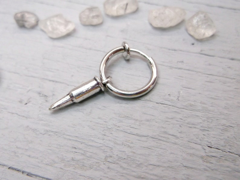 Clip-on Bullet Earring, Bullet Jewellery, Men Clip-on, Bullet Clip-on ...