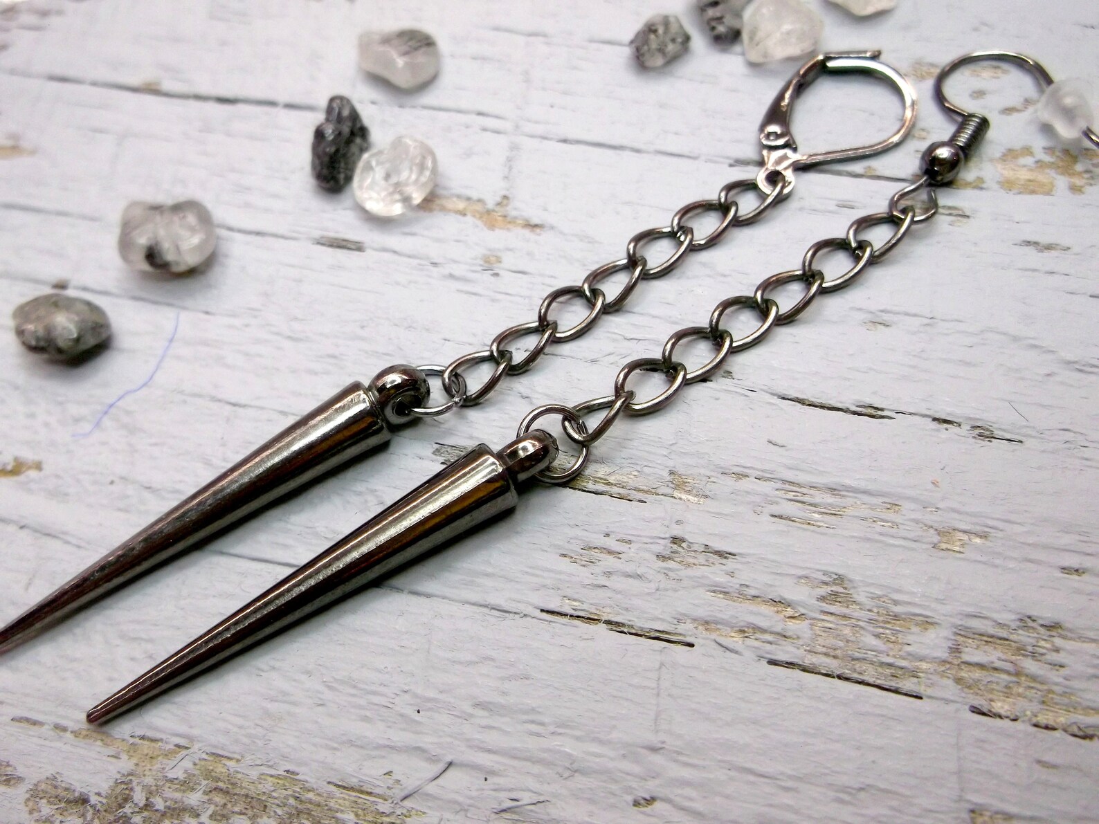 Black Spike Earring One Spike Dangle Black Matte Spike Punk - Etsy