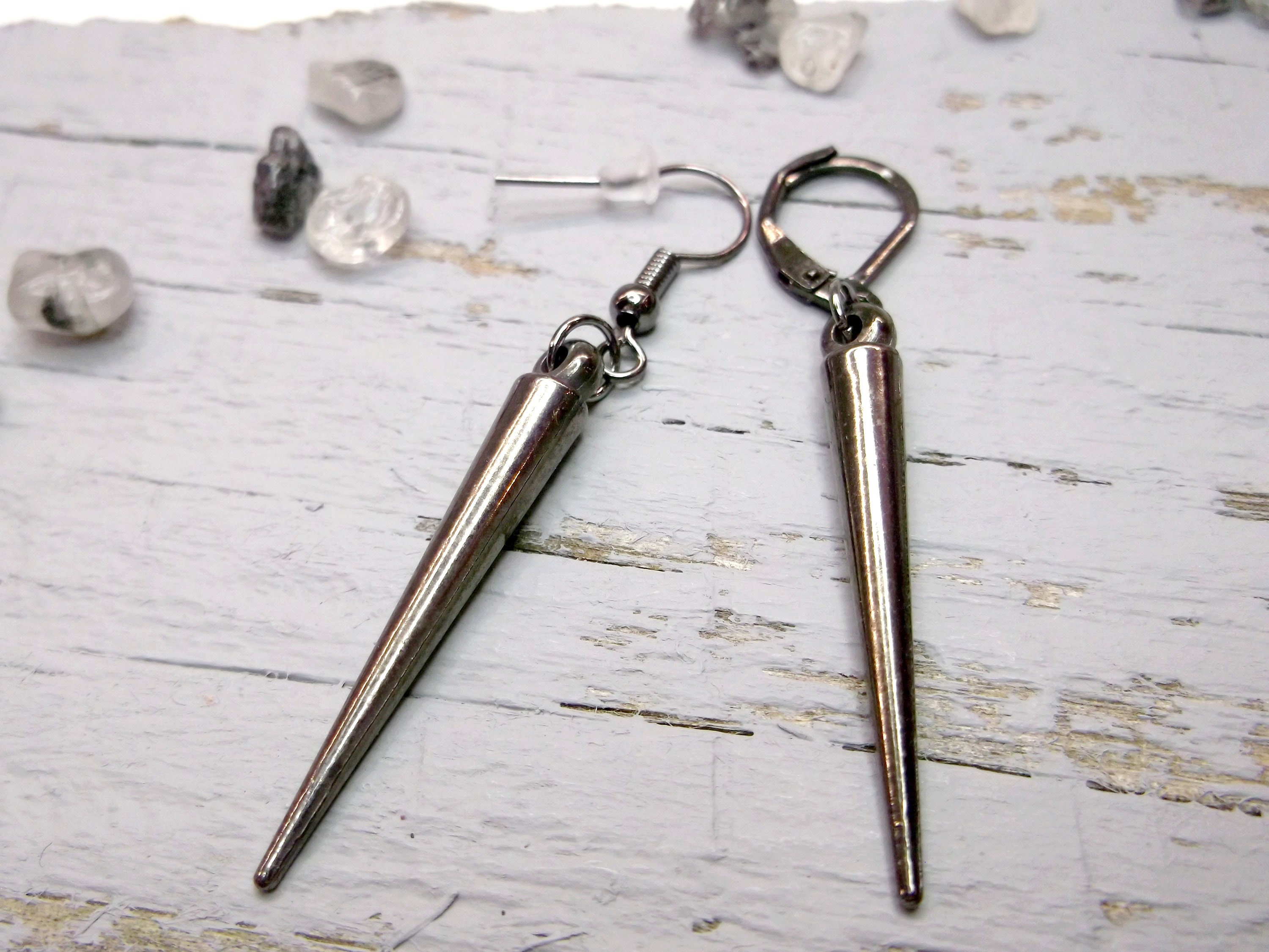 One Metal Color Spike Earring Spike Dangle Gunmetal Acrylic - Etsy