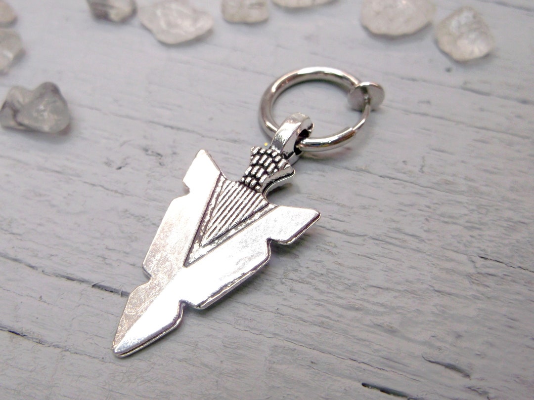 Arrowhead Clip-on Earring: Antique Silver Alloy Dangle - Etsy