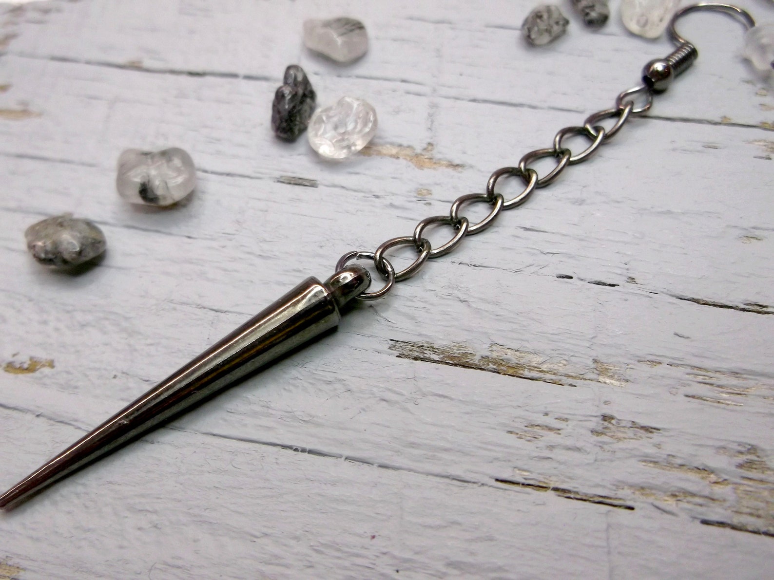 Black Spike Earring One Spike Dangle Black Matte Spike Punk - Etsy