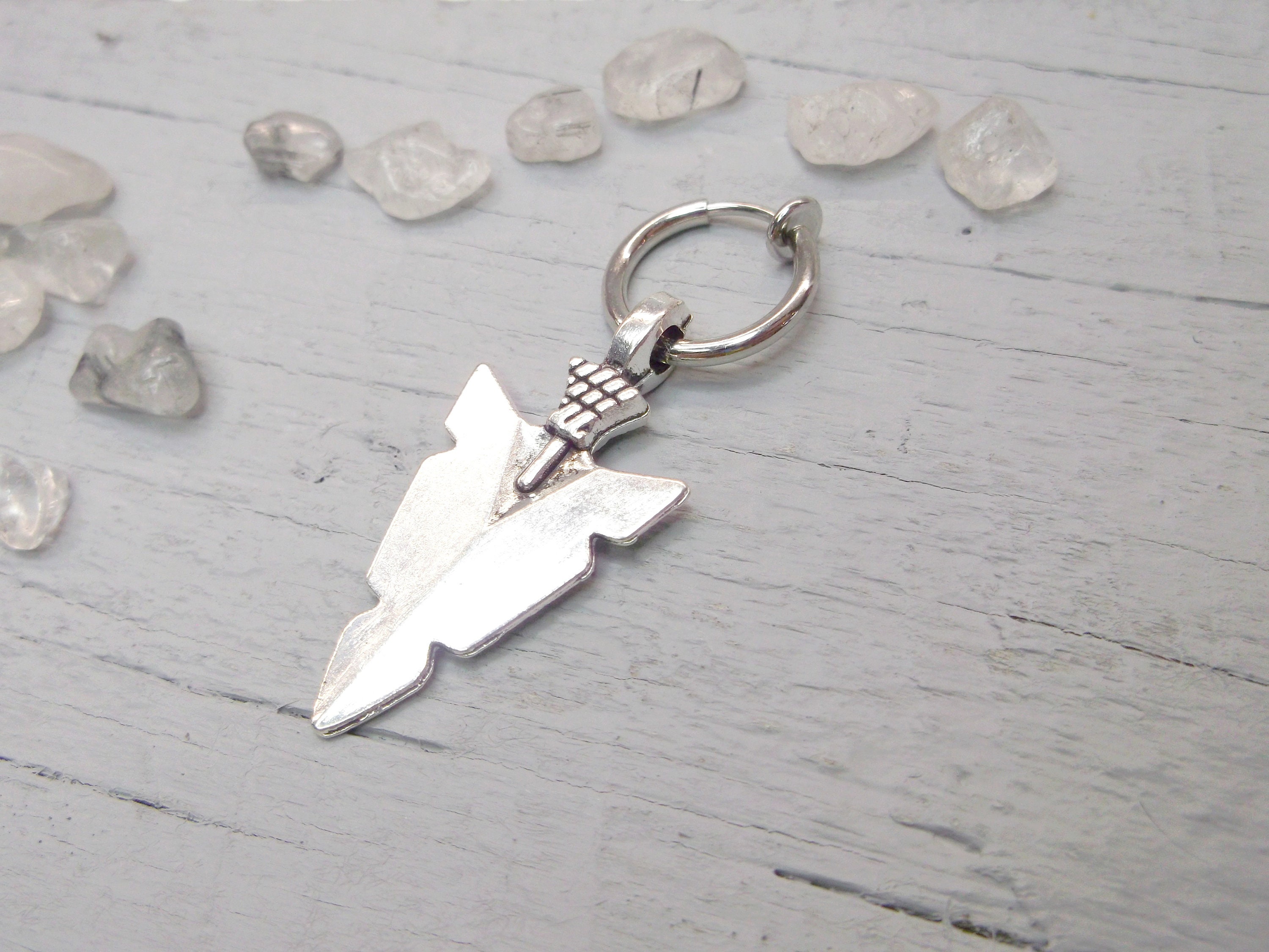 One Clip-on Men Earring Arrow Head Earring Arrow Dangle One - Etsy