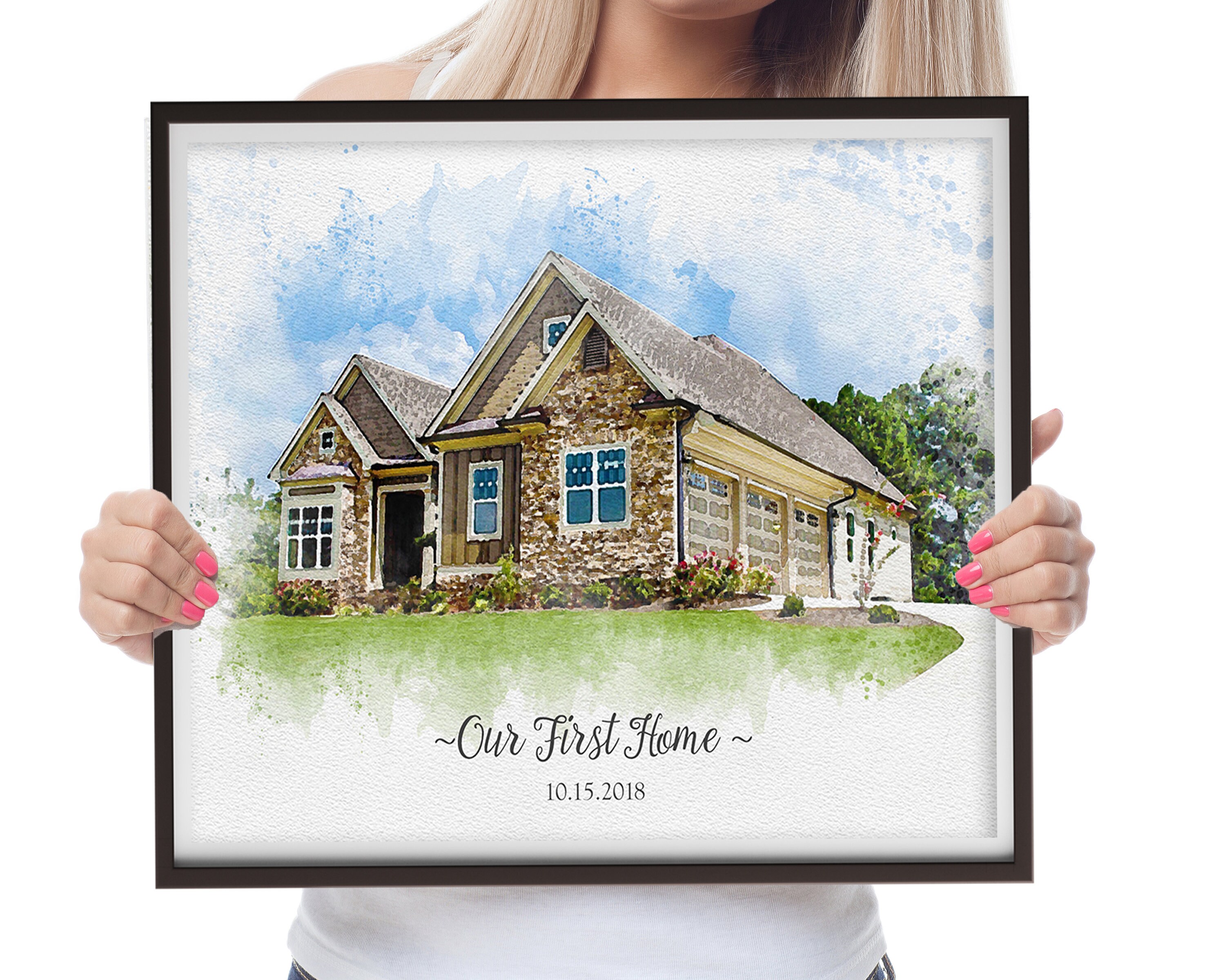 Personalized House Portrait From Photo New Home Portrait | Etsy