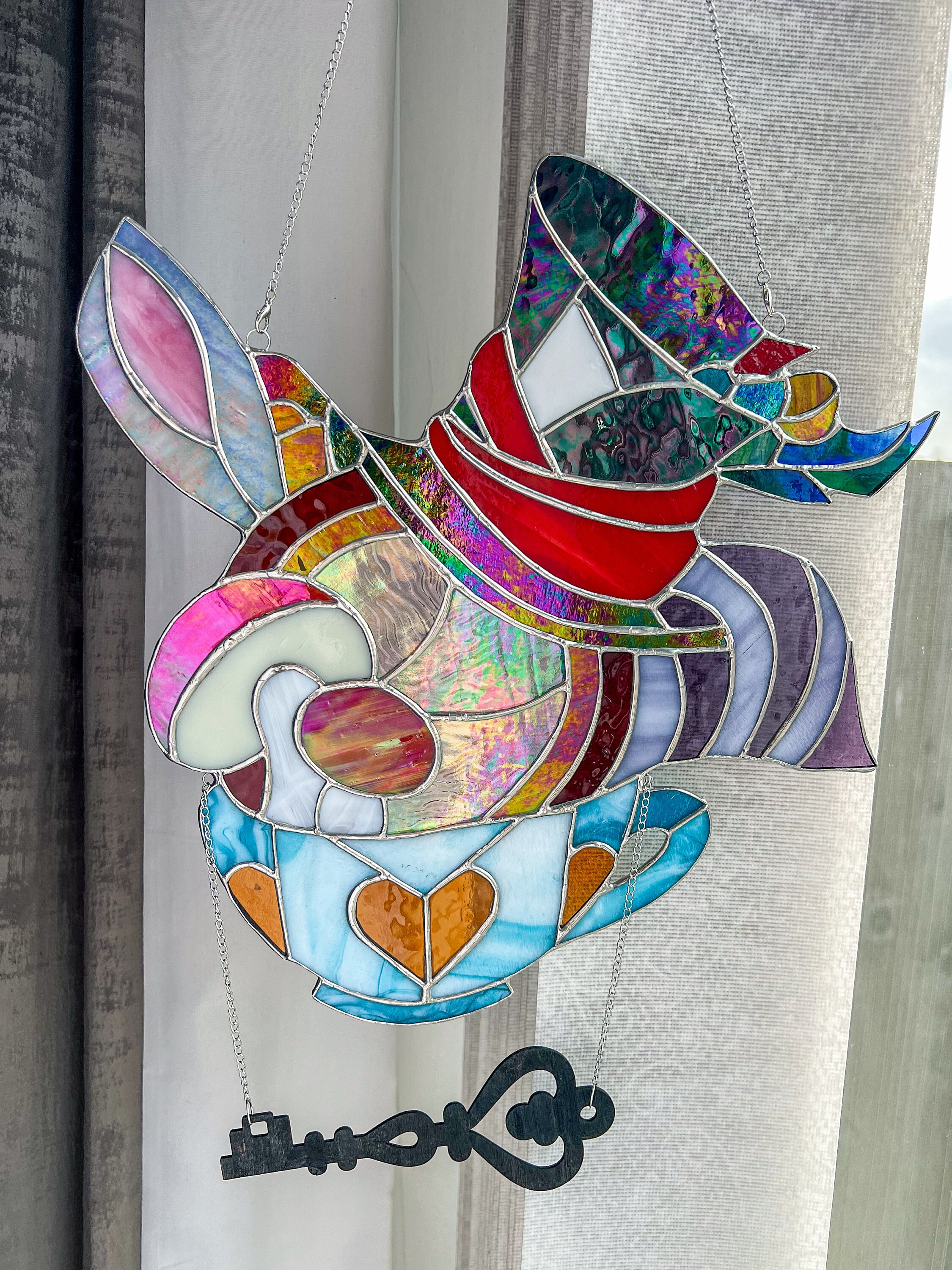 Alice in Wonderland Pattern Stained Glass A3 Window Decoration DIY - Etsy
