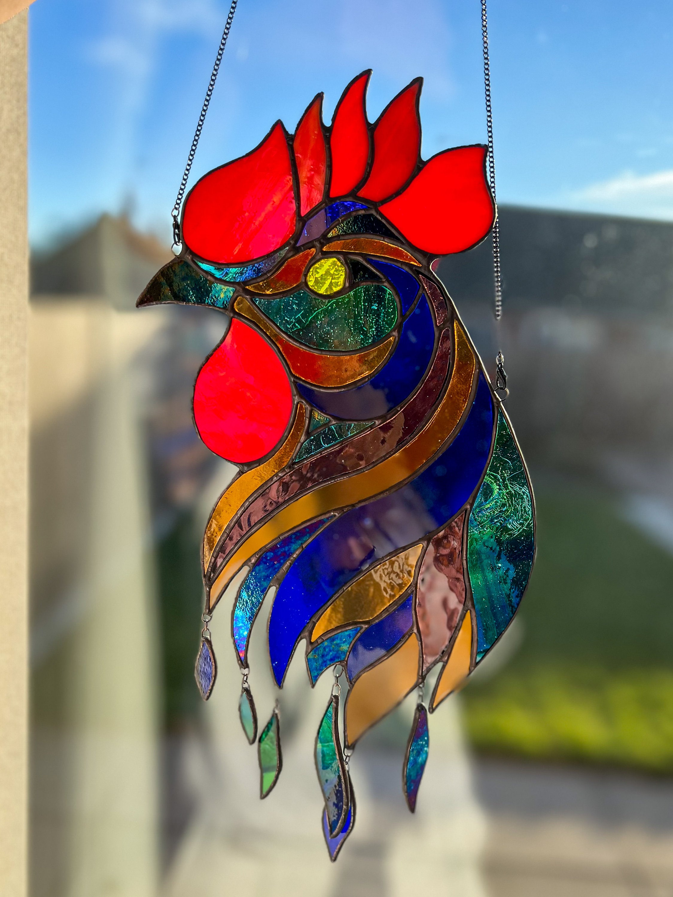 Stained Glass Rooster Digital Pattern Bird Pattern - Etsy