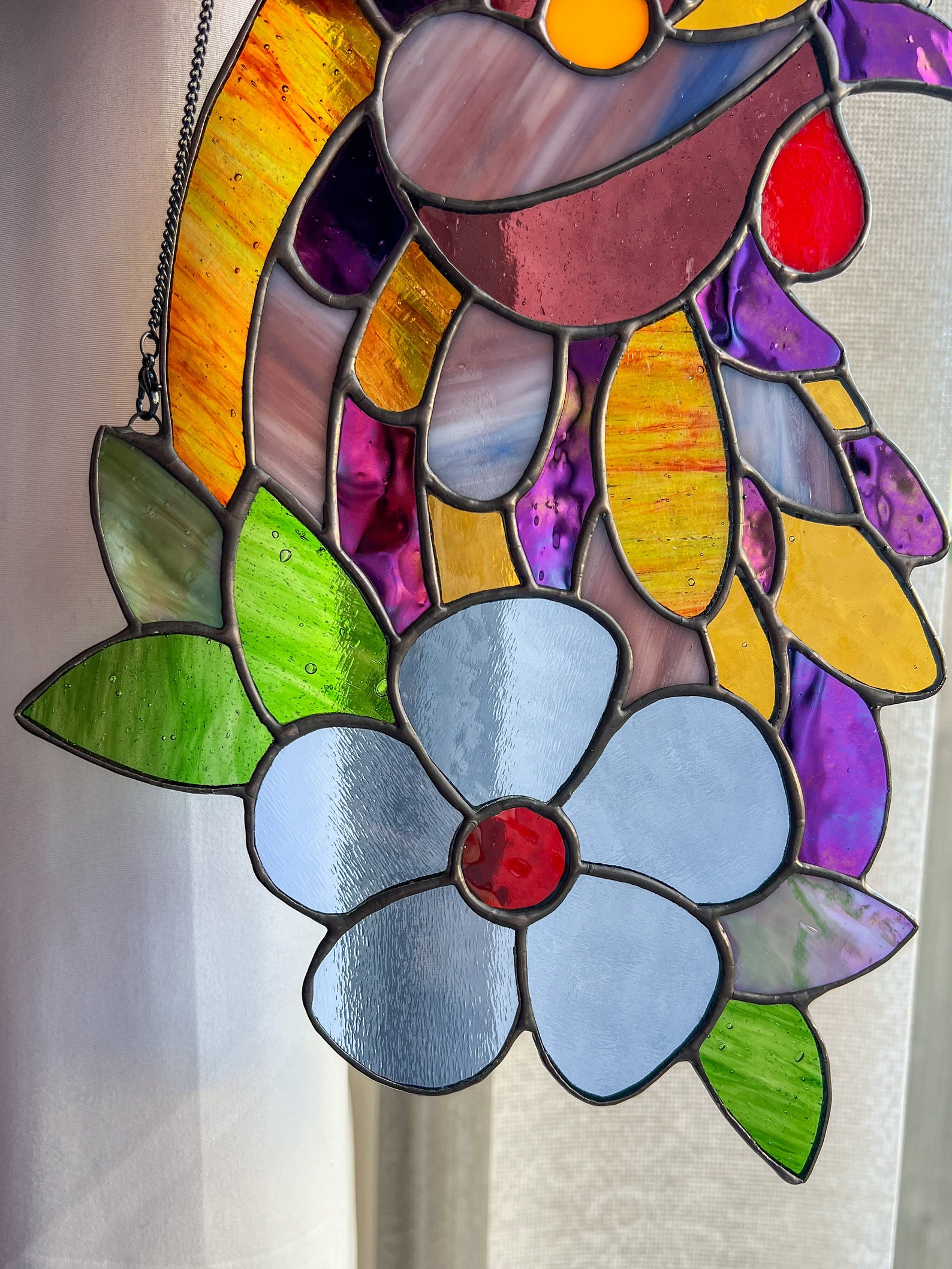 Stained Glass Chicken Suncatcher Bird Rooster Window Decoration Wall Decoration T Etsy