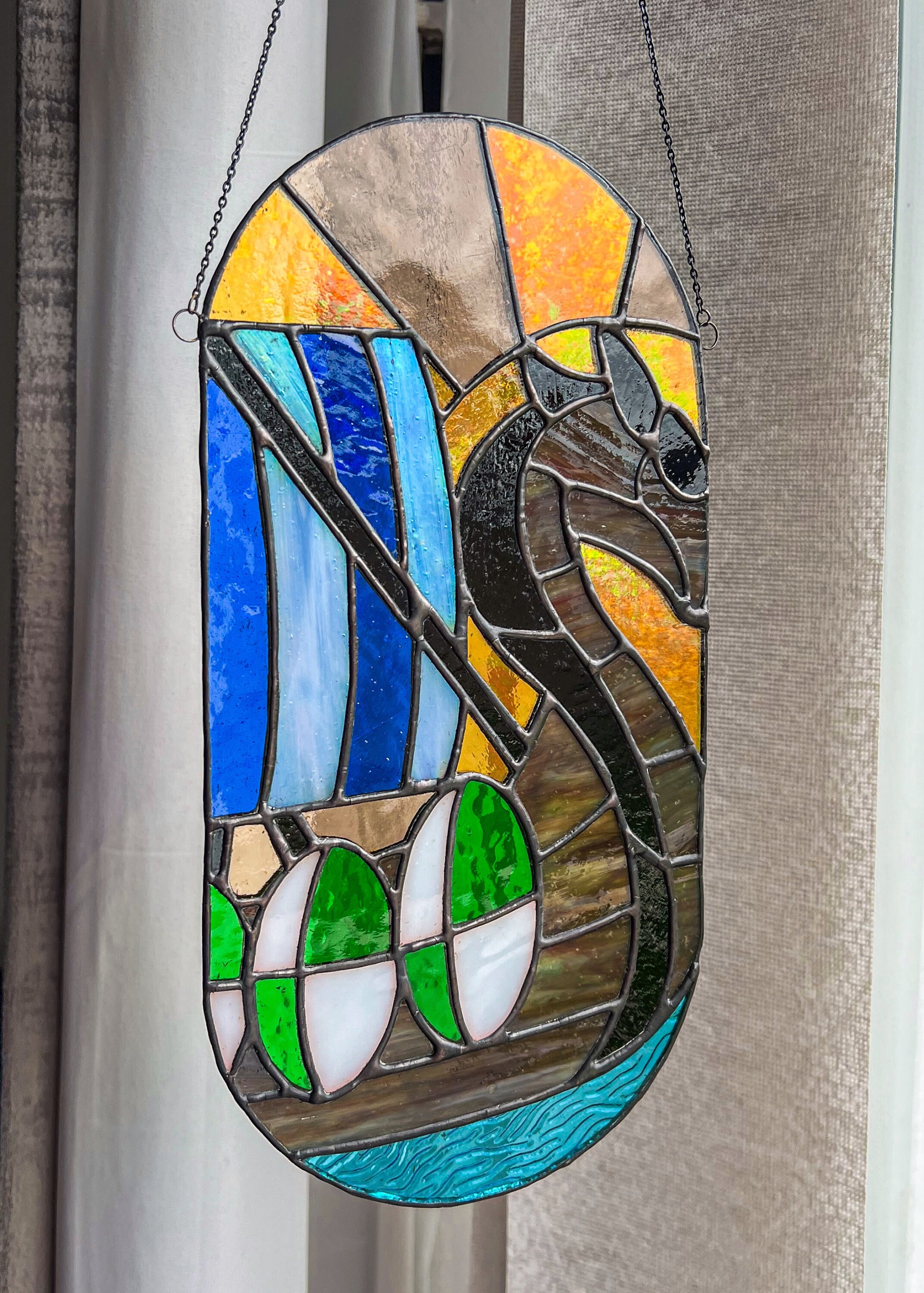 Viking Ship Pattern Stained Glass Celtic Geometric Modern Interior ...
