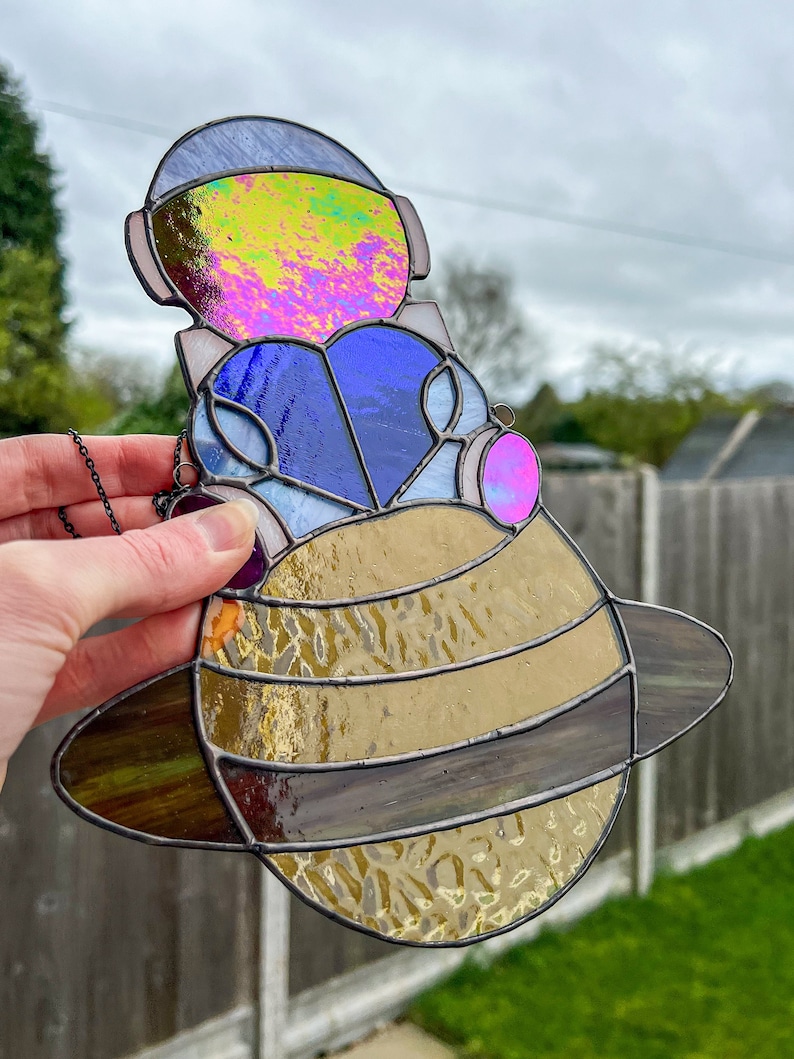 Spaceman Astronaut Pattern Stained Glass Galaxy Suncatcher Window Panel ...