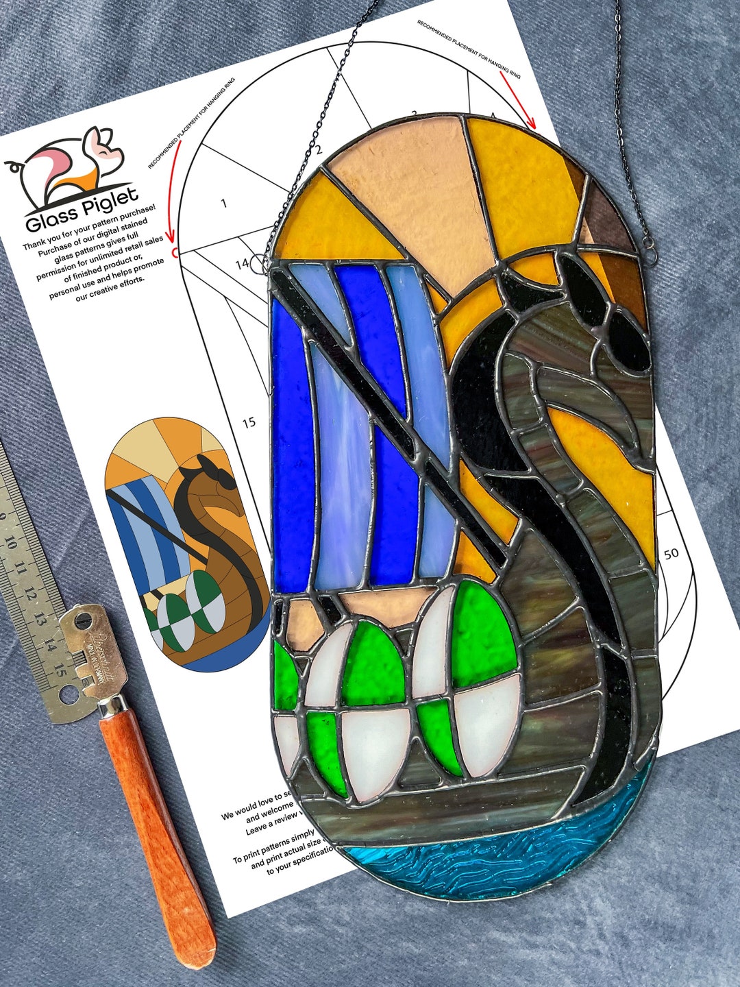 Viking Ship Pattern Stained Glass Celtic Geometric Modern Interior ...