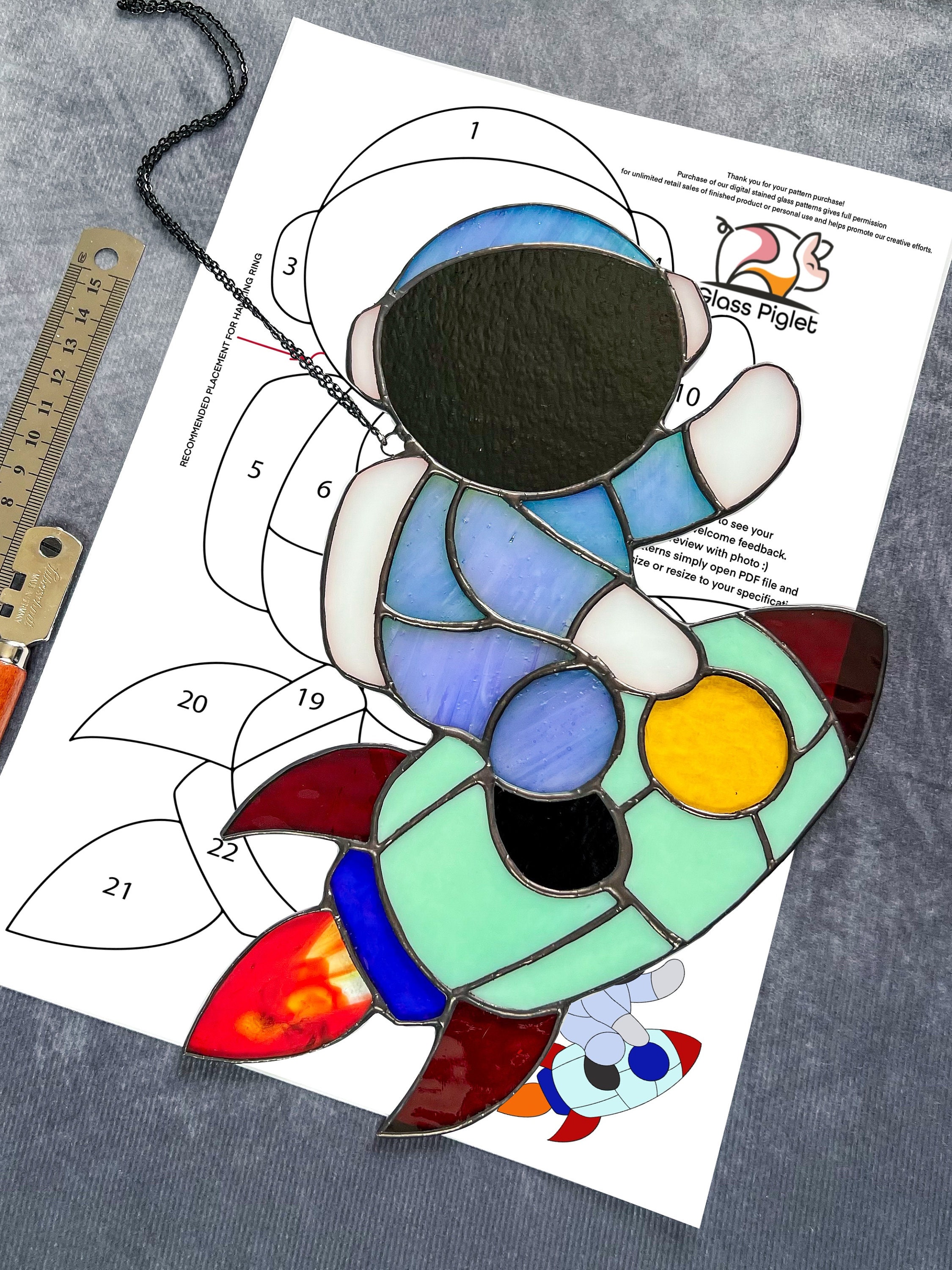 Spaceman Spaceship Astronaut Pattern Suncatcher Galaxy Funny Gift ...