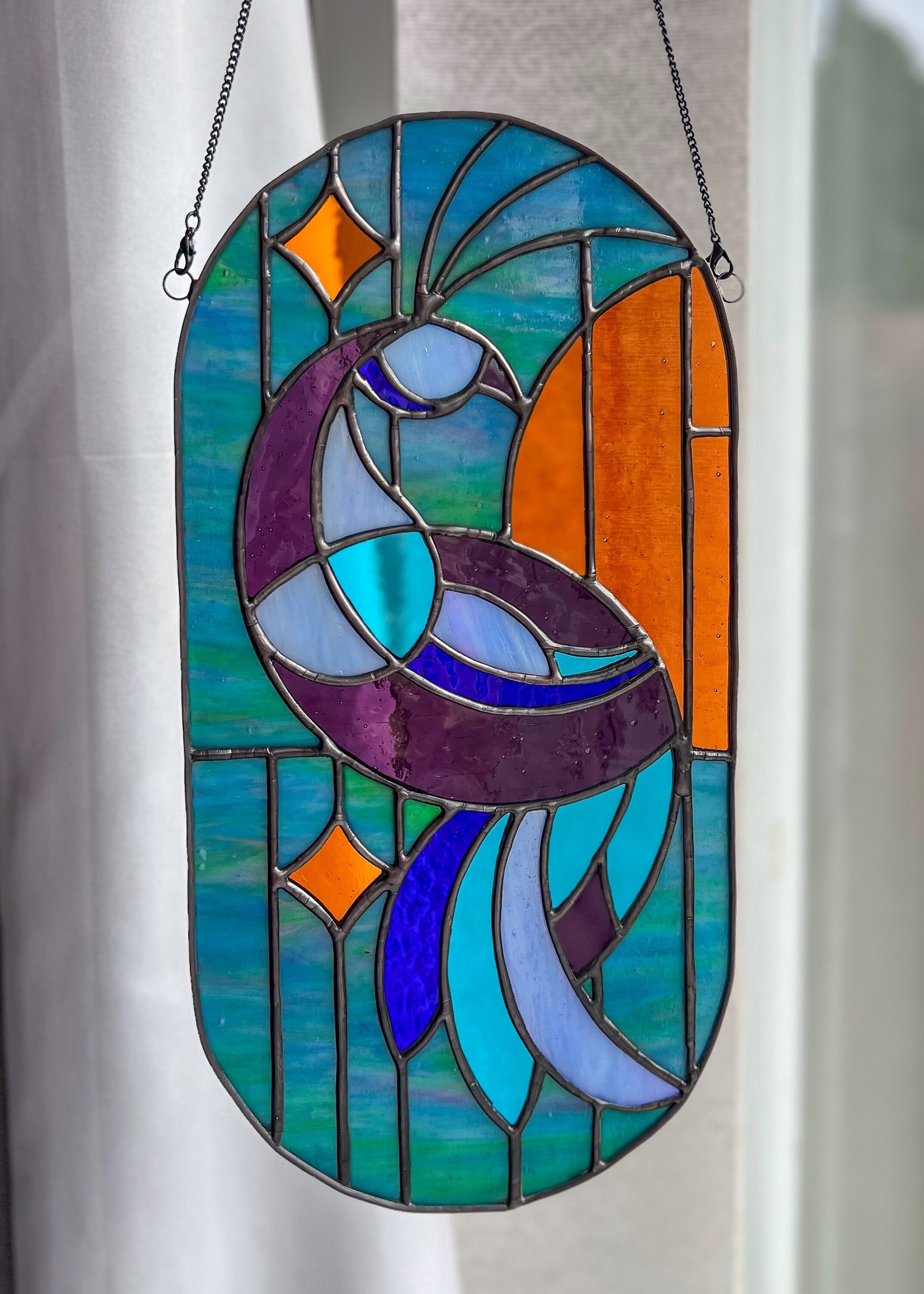 Stained Glass Peacock Pattern Printable PDF Suncatcher Window Panel ...