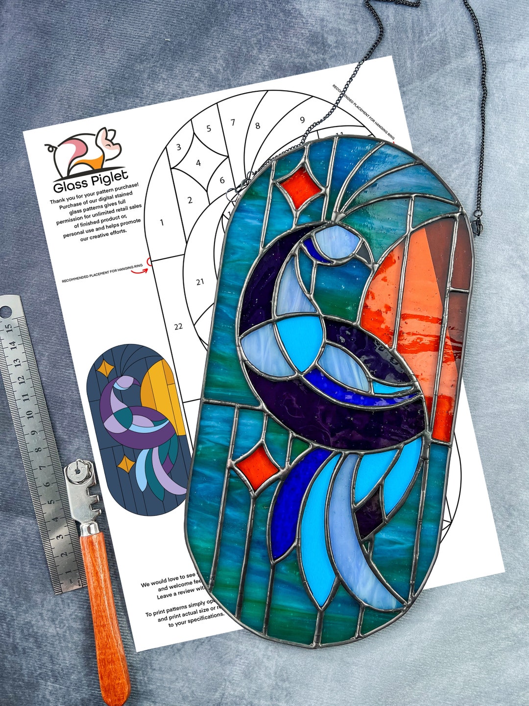 Stained Glass Peacock Pattern Printable PDF Suncatcher Window Panel ...