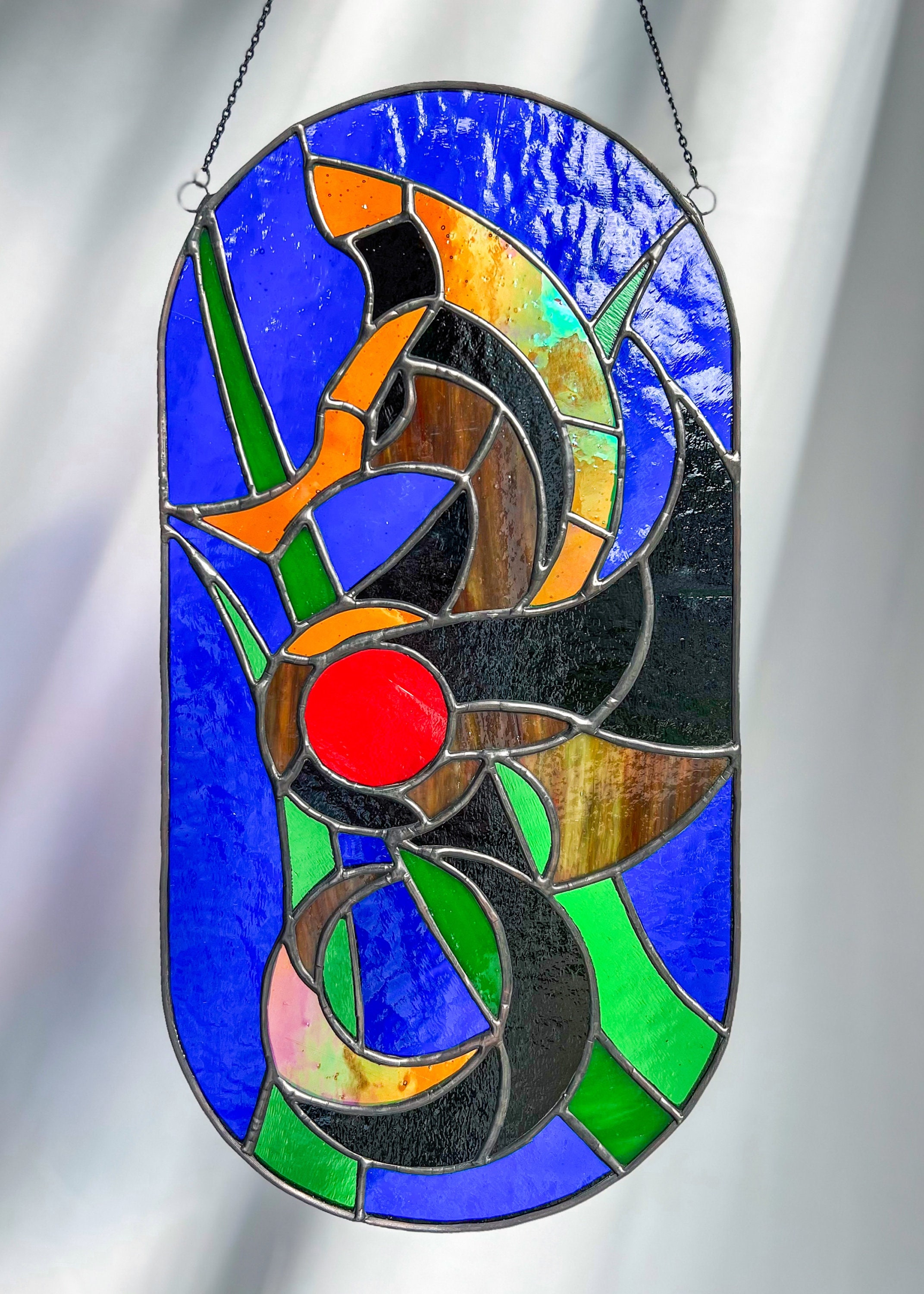 Seahorse Stained Glass Pattern Suncatcher Geometric Oval Modern ...