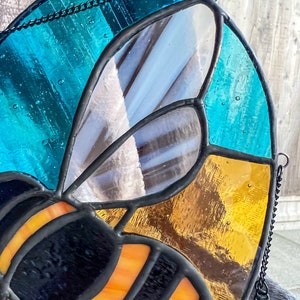 Stained Glass Bee Honeycomb Window Panel Suncatcher Honey Bee Wall ...