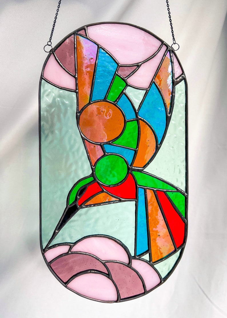 Hummingbird Stained Glass Pattern Printable PDF Suncatcher Tropic Bird ...