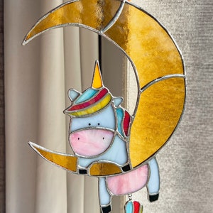 Unicorn Pattern Stained Glass Unicorn Horse Moon Digital Pattern - Etsy