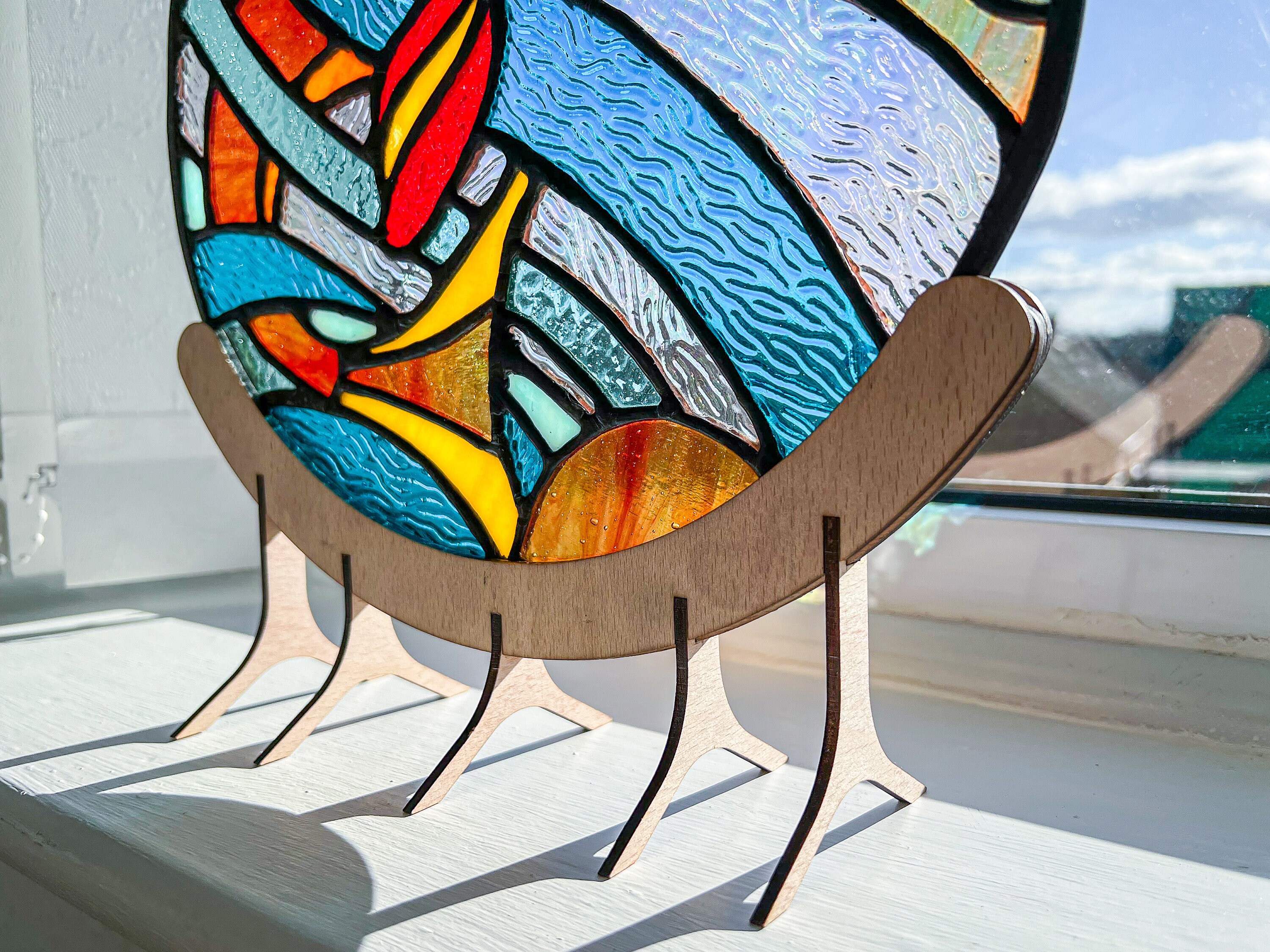 Stained Glass Gold Fish Suncatcher Window Decoration Glass Fish Table ...