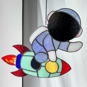 Spaceman Spaceship Astronaut Pattern Suncatcher Galaxy Funny Gift ...