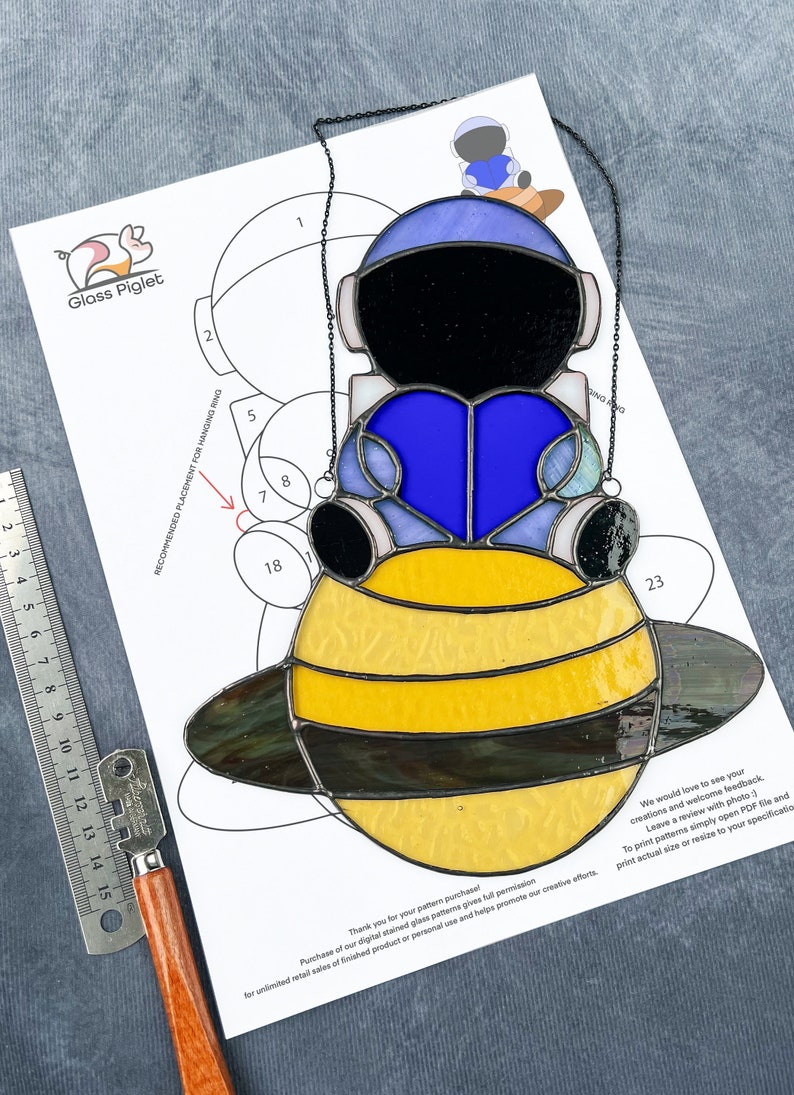 Pattern Pack Spaceman Stained Glass Suncatcher Unicorn Spaceship Galaxy ...