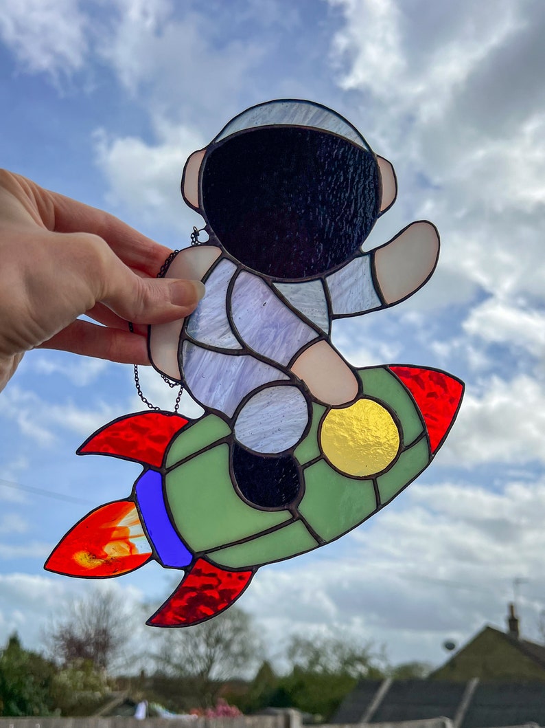 Spaceman Spaceship Astronaut Pattern Suncatcher Galaxy Funny Gift ...