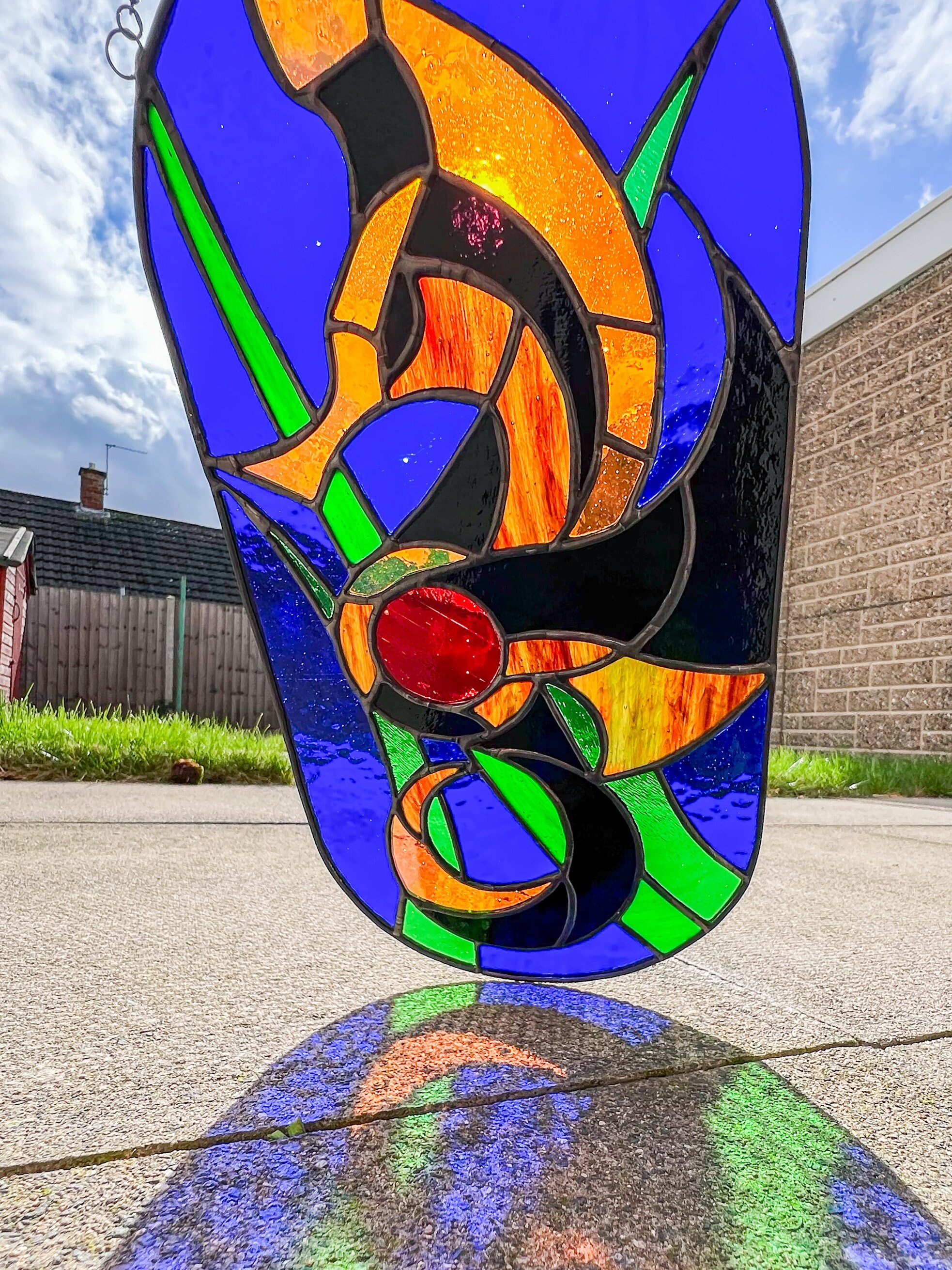 Seahorse Stained Glass Pattern Suncatcher Geometric Oval Modern ...