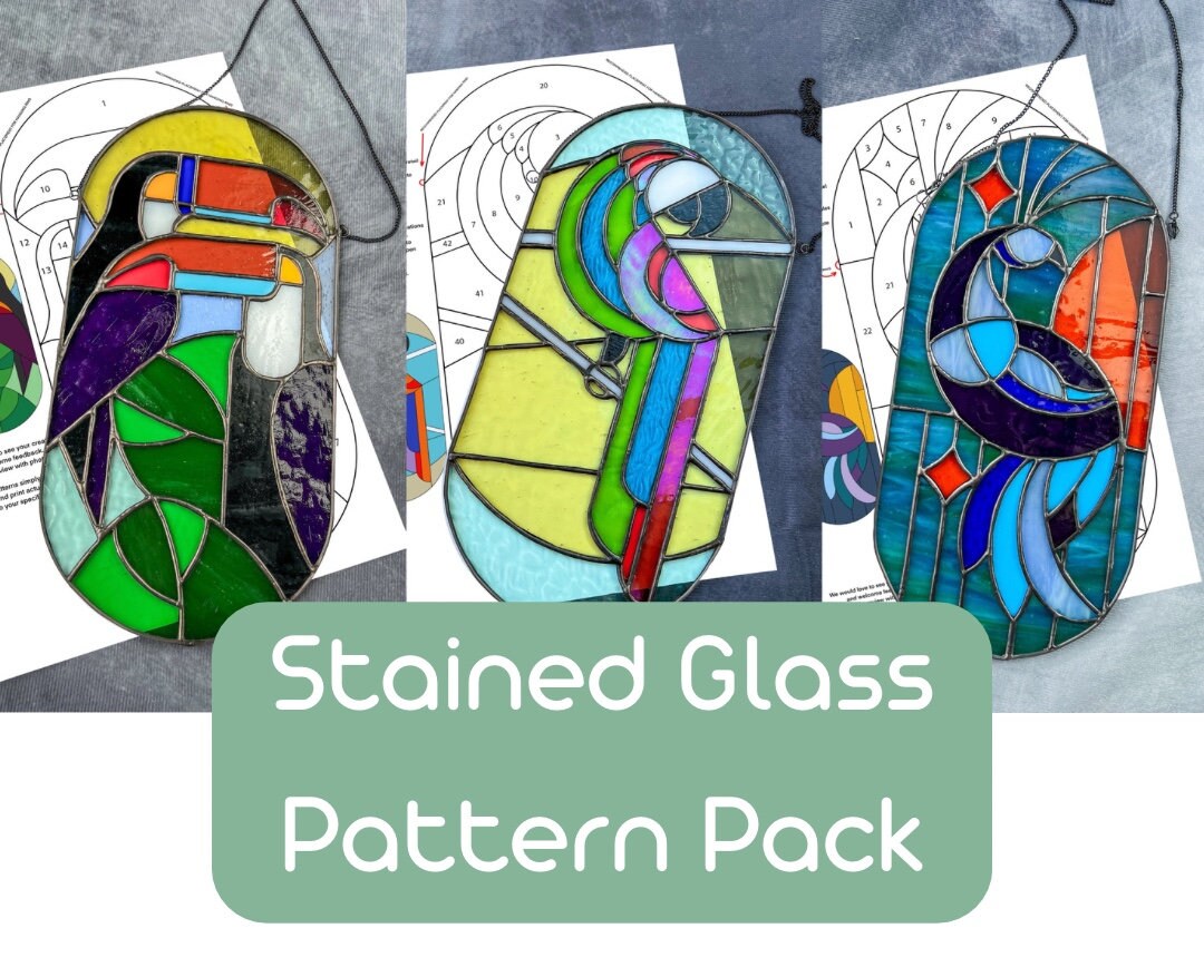 Stained Glass Pattern Pack Bird Peacock Toucan Parrot Suncatcher ...