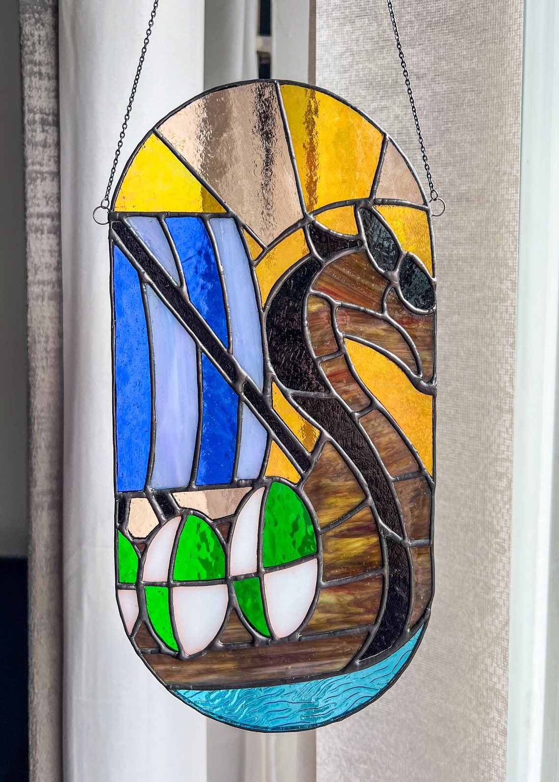 Viking Ship Pattern Stained Glass Celtic Geometric Modern Interior ...