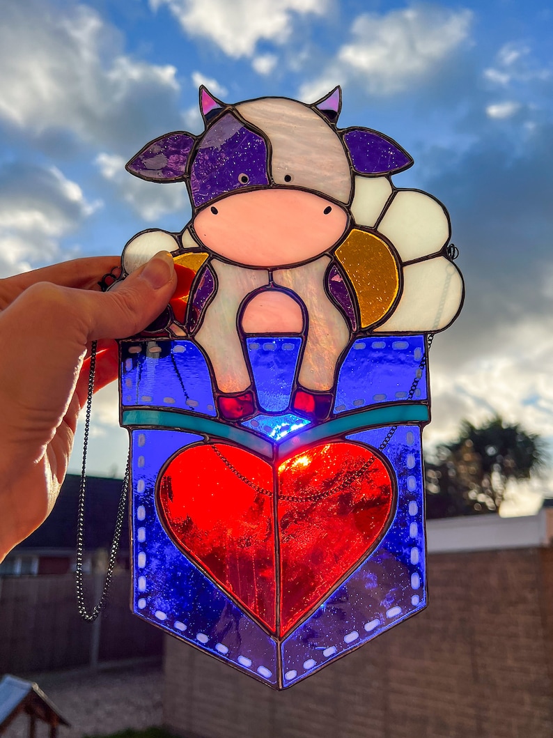 Pocked Animal Stained Glass Pattern Pocked Cow Cute Animal Suncatcher ...