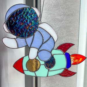 Spaceman Spaceship Astronaut Pattern Suncatcher Galaxy Funny Gift ...