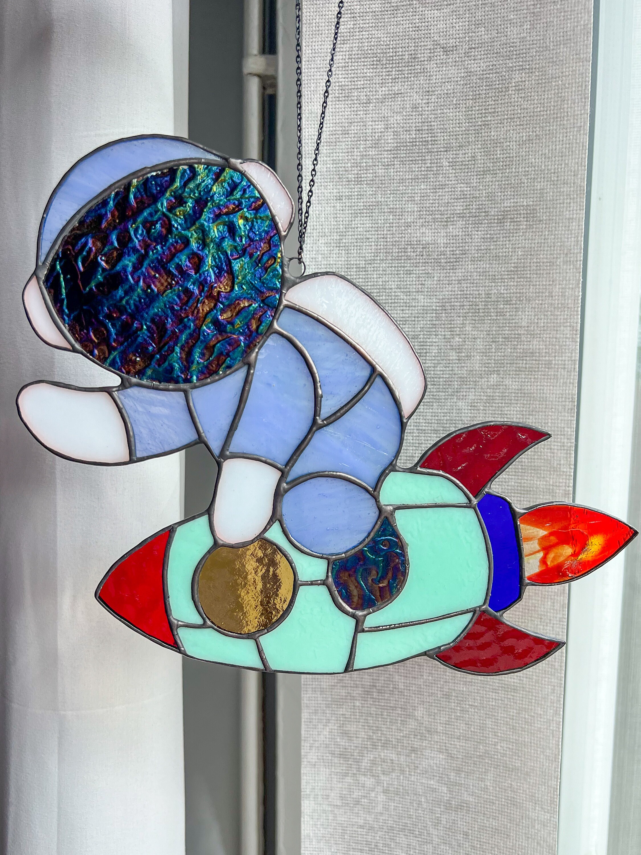 Spaceman Spaceship Astronaut Pattern Suncatcher Galaxy Funny Gift ...