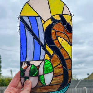 Viking Ship Pattern Stained Glass Celtic Geometric Modern Interior ...