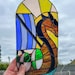 Viking Ship Pattern Stained Glass Celtic Geometric Modern Interior ...