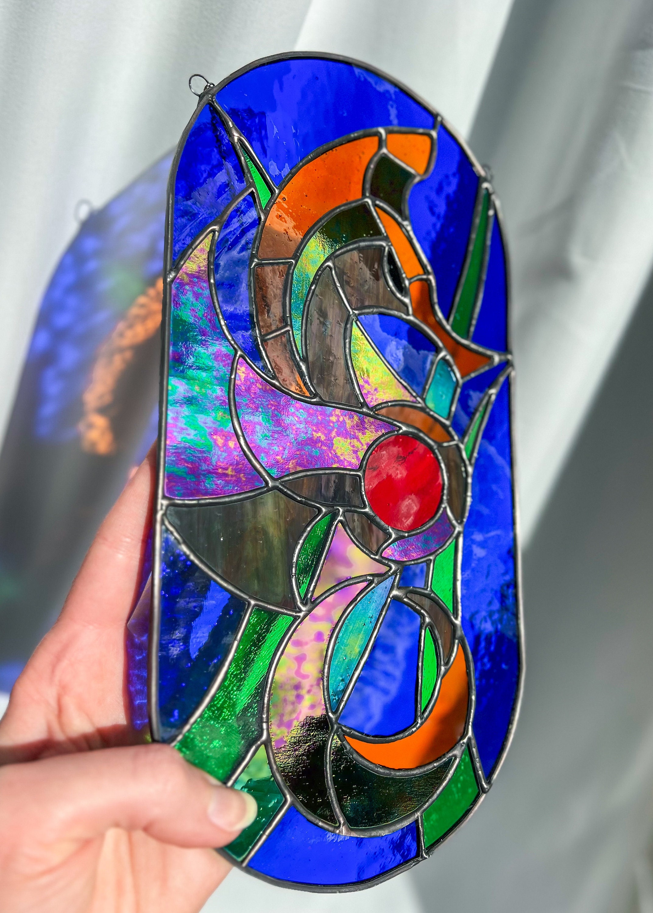 Seahorse Stained Glass Pattern Suncatcher Geometric Oval Modern ...