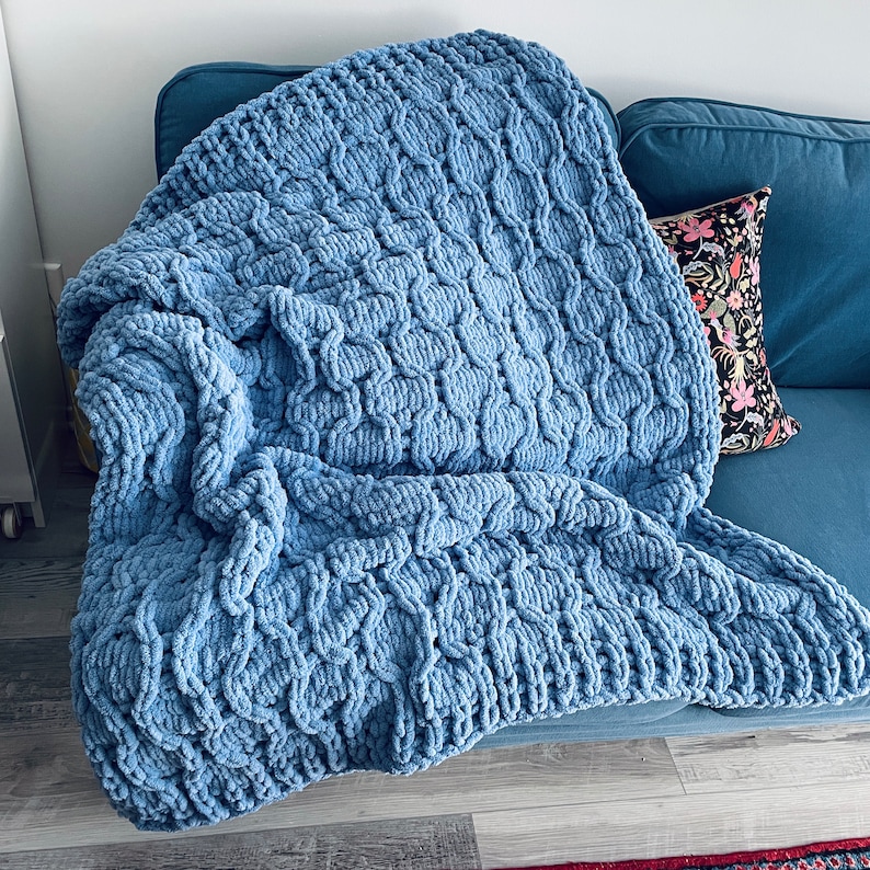 PATTERN: Cobblestone Blanket - Loop Yarn Finger Knitting (PDF Download ...