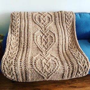 Blanket Pattern Download // PATTERN: Celtic Hearts Cable Blanket ...