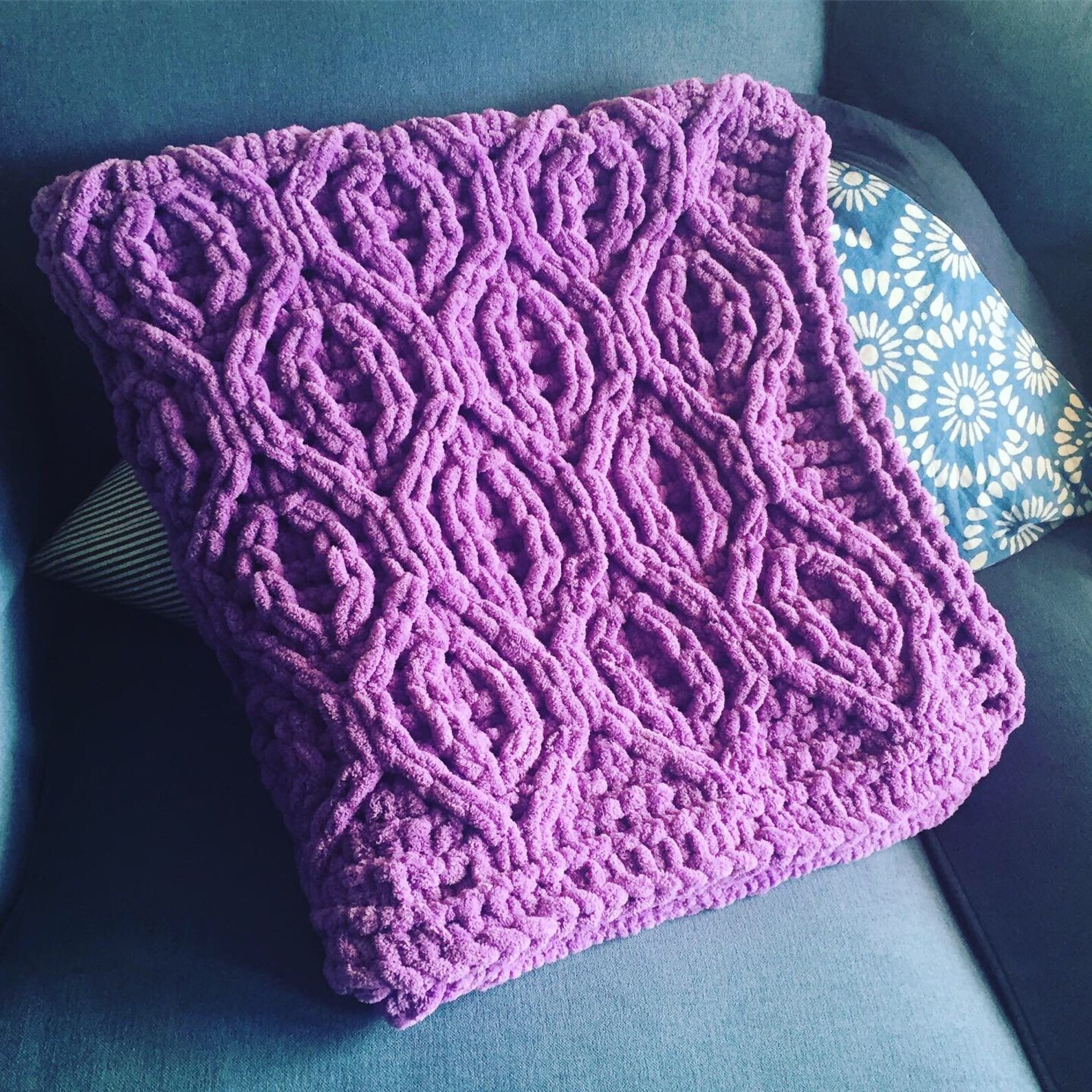 PATTERN: Hexagon Tile Blanket - Loop Yarn Finger Knitting (PDF Download ...