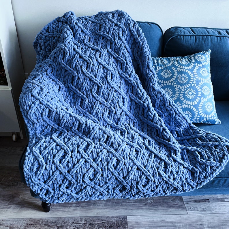PATTERN: Box Lattice Blanket - Loop Yarn Finger Knitting (PDF Download ...