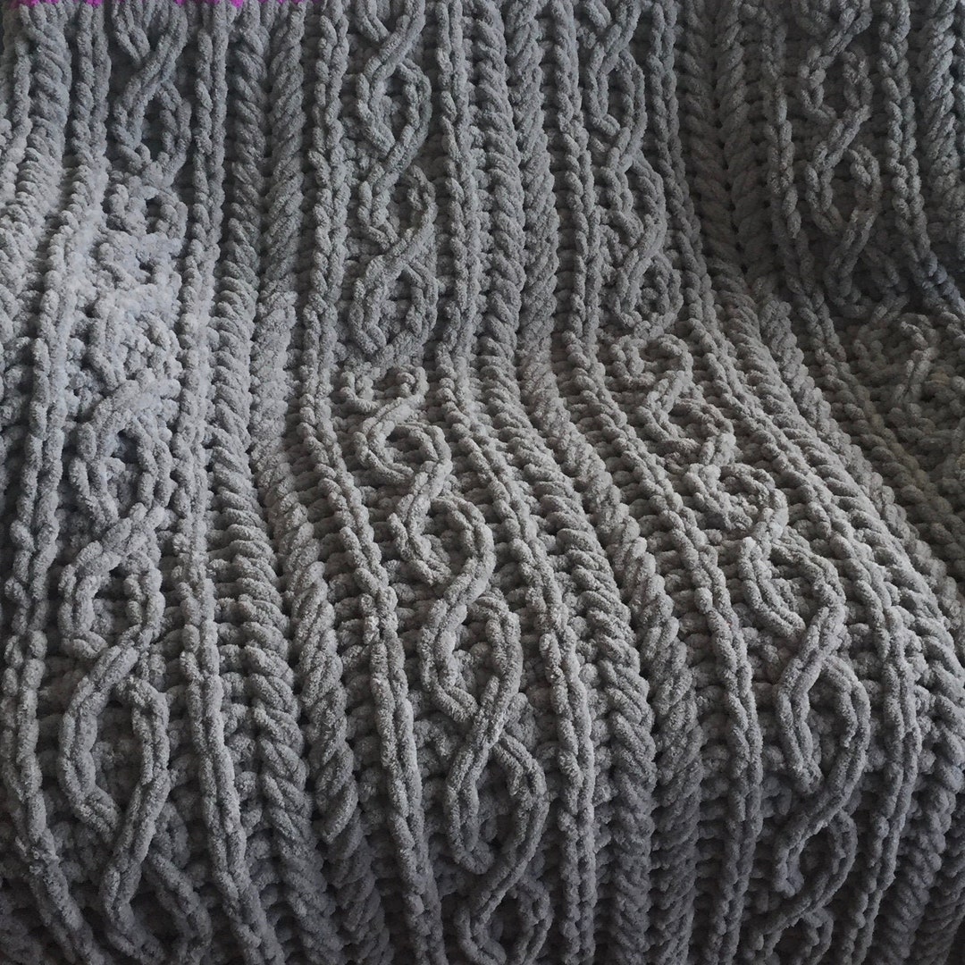 PATTERN: Repeating Rope Cable-knit Blanket - Loop Yarn Finger Knitting ...