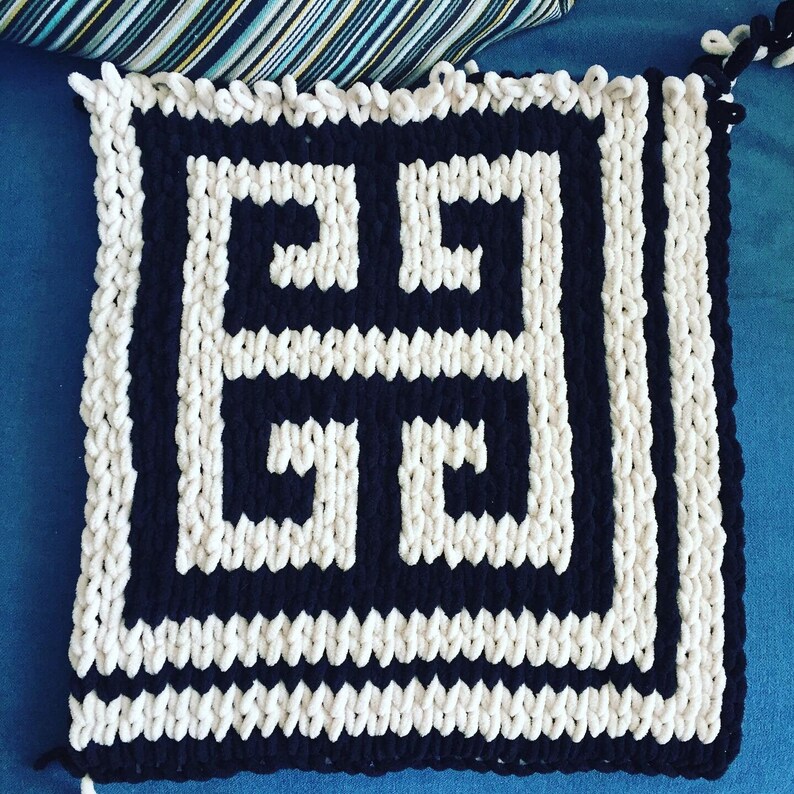 PATTERN: Greek Key Blanket - Loop Yarn Finger Knitting (PDF Download ...