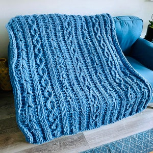 PATTERN: Rivulet Throw Blanket - Loop Yarn Finger Knitting (PDF Download) - Etsy
