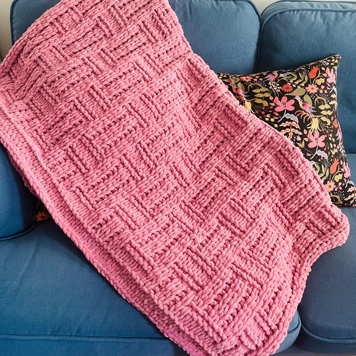 PATTERN: Belted Weave Blanket - Loop Yarn Finger Knitting (PDF Download ...