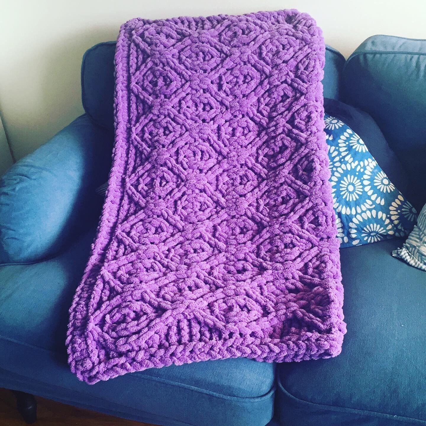 PATTERN: Hexagon Tile Blanket - Loop Yarn Finger Knitting (PDF Download ...