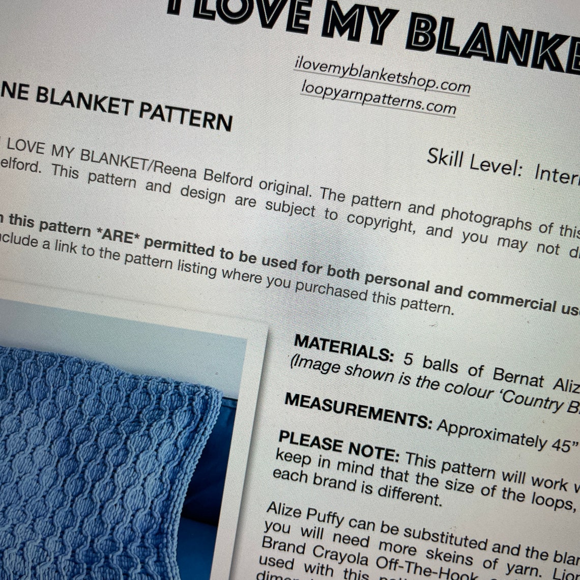 PATTERN: Cobblestone Blanket - Loop Yarn Finger Knitting (PDF Download ...